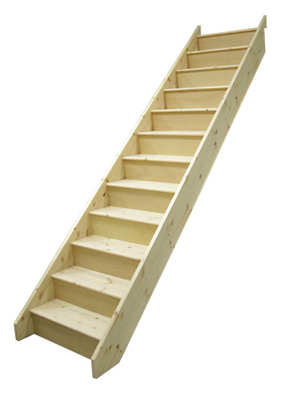 Craftsmans Pine 12-Rise Straight Staircase | Wooden Flight