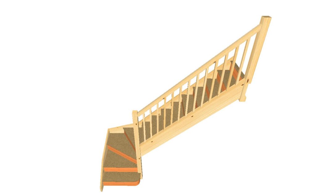 Right-Hand Winder Staircase with Handrail | Trade Range Wooden Staircases