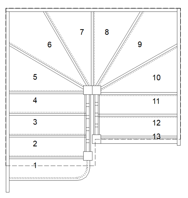 S4W3W32N Right-Hand 6 Tread Winder Winding Staircase